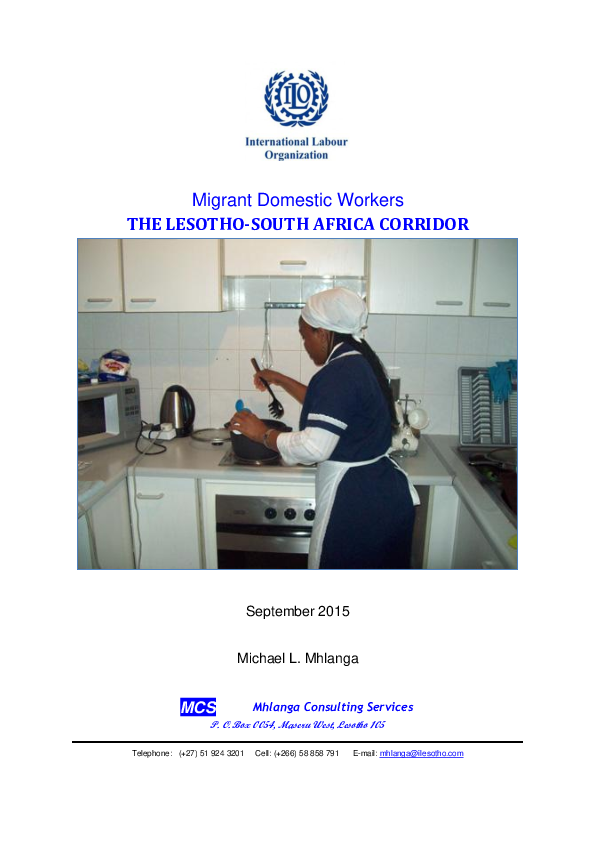 (PDF) Migrant Domestic Workers THE LESOTHO-SOUTH AFRICA CORRIDOR