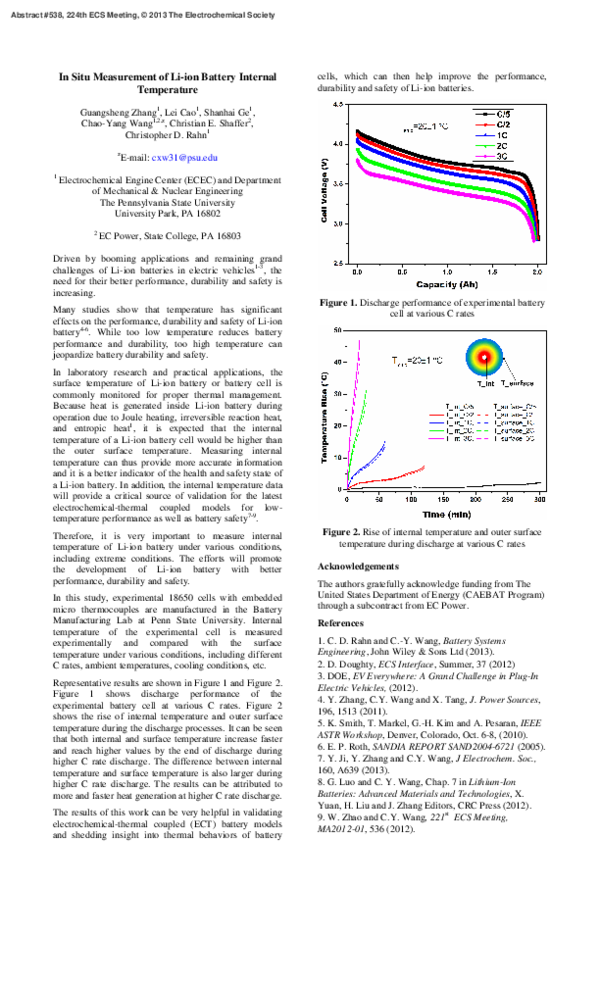 (PDF) In Situ Measurement of Li-Ion Battery Internal Temperature