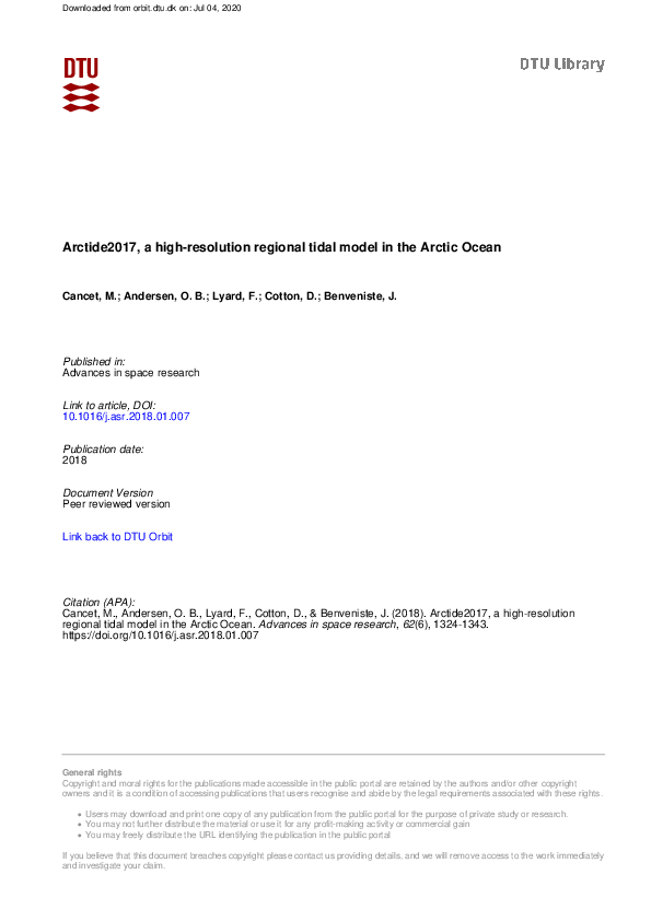 (PDF) Arctide2017, a high-resolution regional tidal model in the Arctic ...