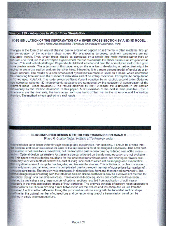 (PDF) Simulation of the deformation of a river by a 1D-3D model