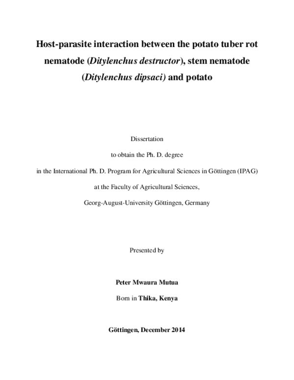 (PDF) Host-parasite interaction between the potato tuber rot nematode ...
