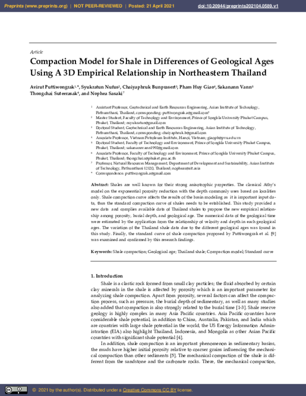 (PDF) Compaction Model for Shale in Differences of Geological Ages ...