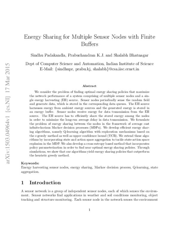 (PDF) Energy Sharing for Multiple Sensor Nodes With Finite Buffers