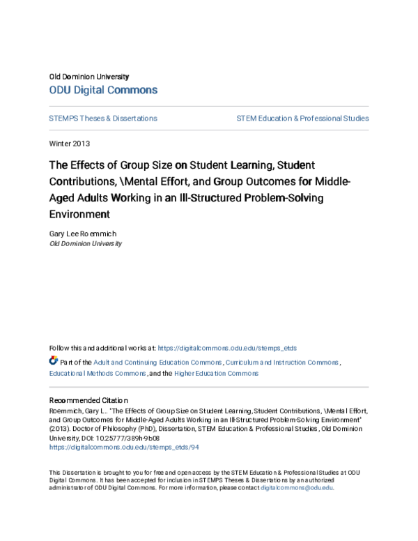 (PDF) The effects of group size on student learning, student ...