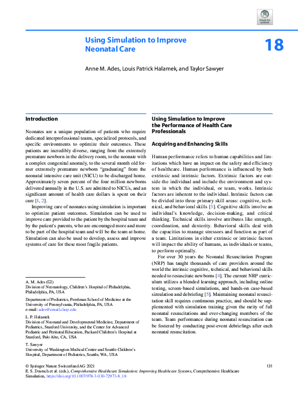 (PDF) Using Simulation to Improve Neonatal Care