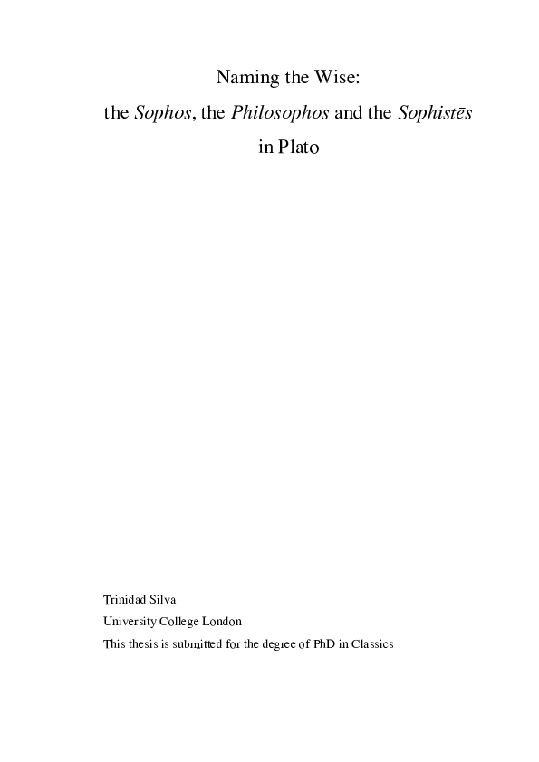 (PDF) Naming the wise: the 'sophos', the 'philosophos' and the ...
