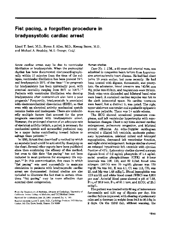 (PDF) Fist pacing, a forgotten procedure in bradyasystolic cardiac arrest