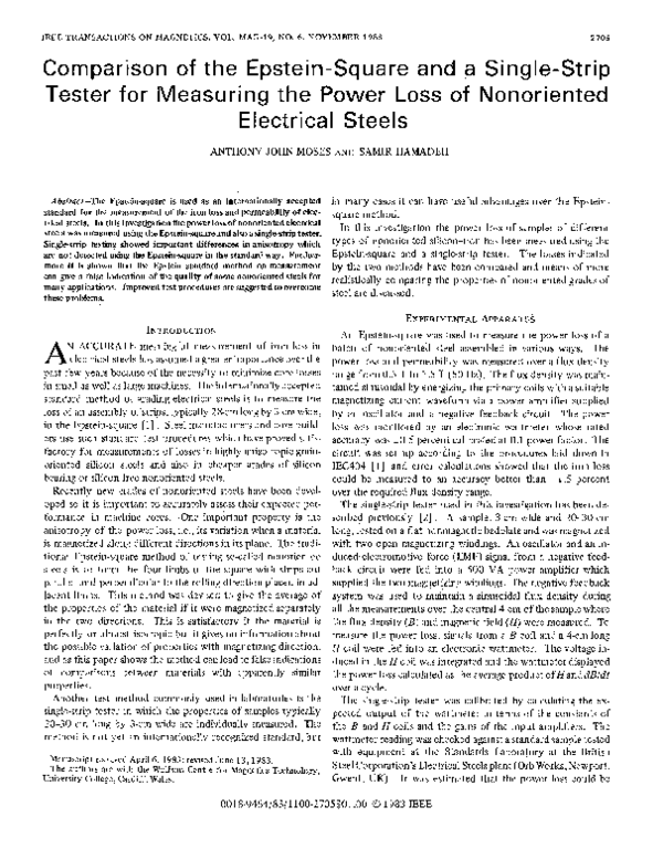 (PDF) Comparison of the Epstein-square and a single-strip tester for ...