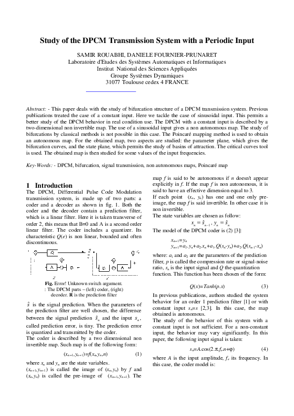 (PDF) Study of the DPCM Transmission System with a Periodic Input