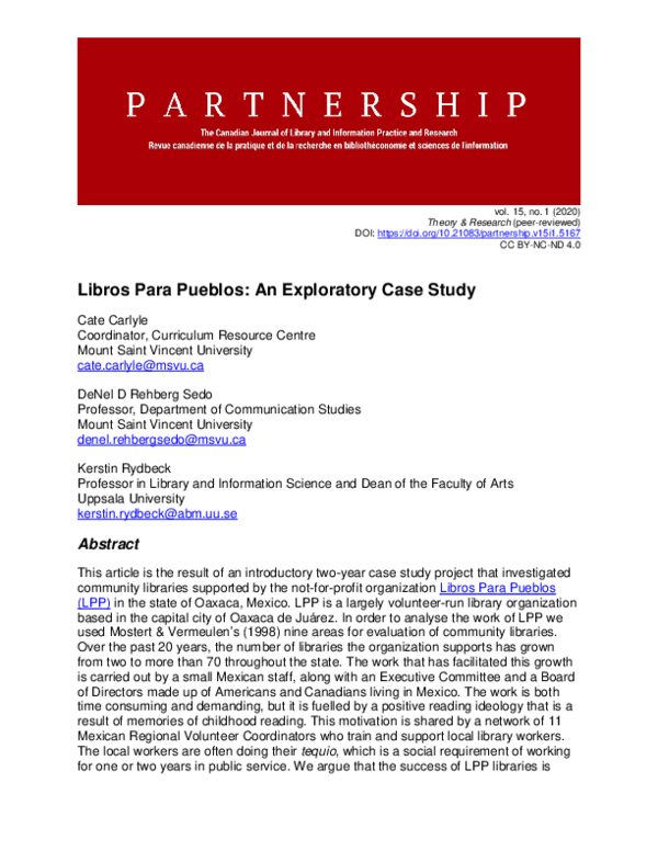 (PDF) Libros Para Pueblos: An Exploratory Case Study