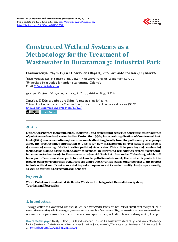 (PDF) Constructed Wetland Systems as a Methodology for the Treatment of ...