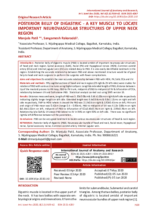 (PDF) Posterior Belly of Digastric - a Key Muscle to Locate Important ...