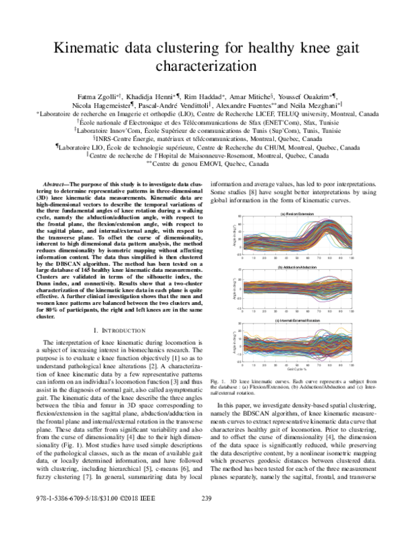 (PDF) Kinematic Data Clustering for Healthy Knee Gait Characterization