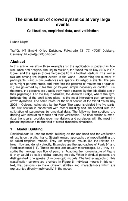 Pdf Simulating Crowd Dynamics At Major Events