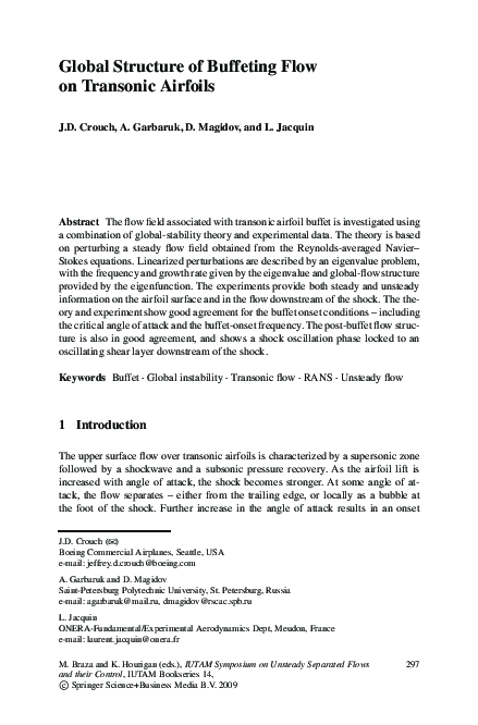 (PDF) Global Structure of Buffeting Flow on Transonic Airfoils