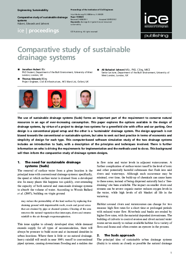 (PDF) Comparative study of sustainable drainage systems