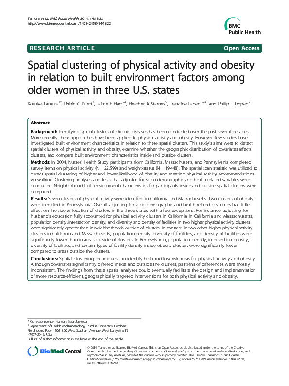 (PDF) Spatial clustering of physical activity and obesity in relation to built environment ...