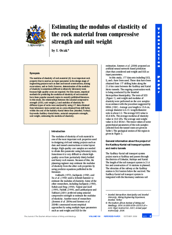 (PDF) Estimating the modulus of elasticity of the rock material from ...