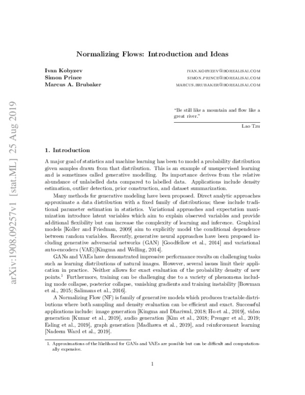 (PDF) Normalizing Flows: Introduction and Ideas