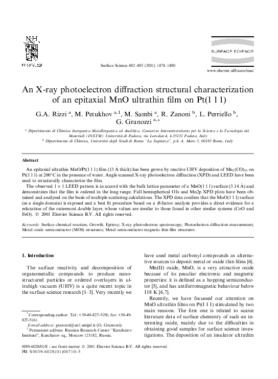 (PDF) An X-ray photoelectron diffraction structural characterisation of epitaxial ultrathin RuO2 ...