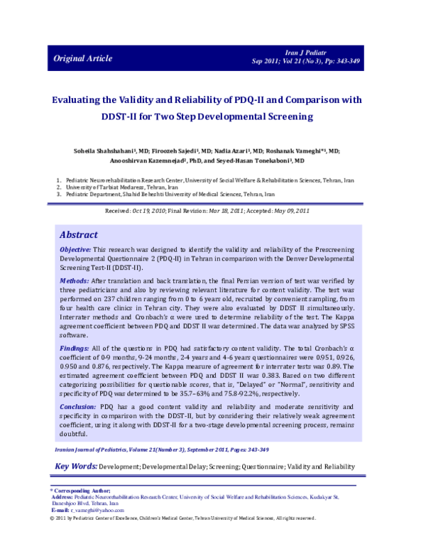 (PDF) Evaluating the Validity and Reliability of PDQ-II and Comparison ...
