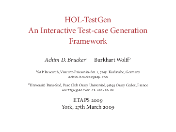 (PDF) HOL-TestGen An Interactive Test-case Generation Framework