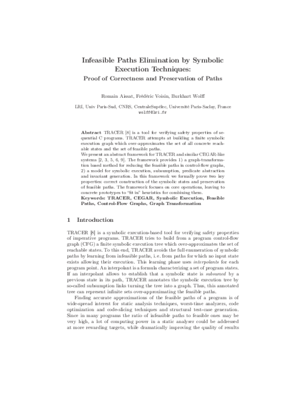 Pdf Infeasible Paths Elimination By Symbolic Execution Techniques