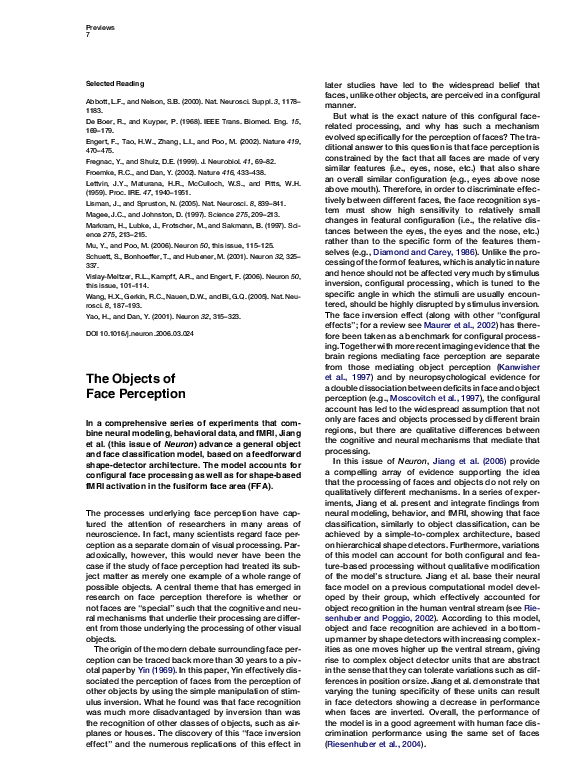 (PDF) The objects of face perception
