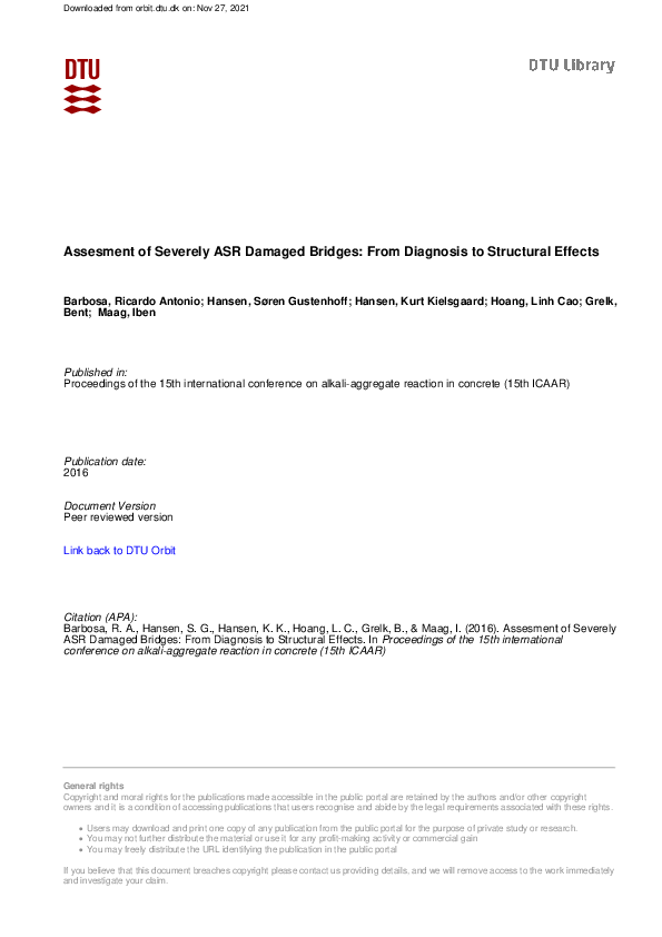 (PDF) Assesment of Severely ASR Damaged Bridges: From Diagnosis to ...