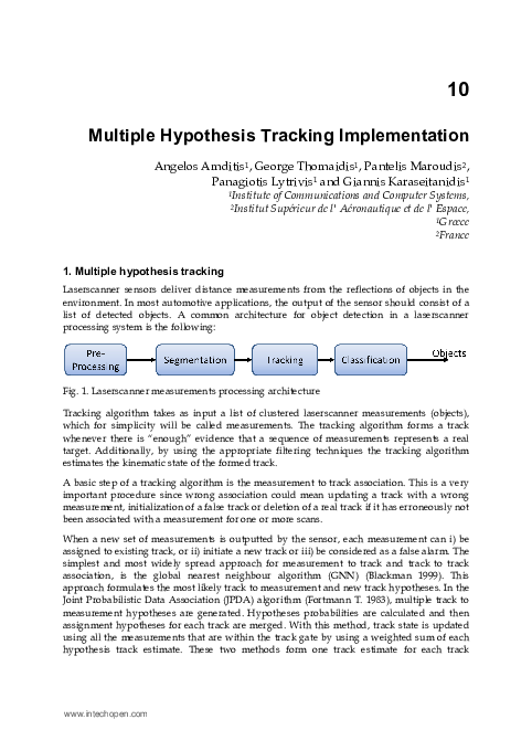 (PDF) 10 Multiple Hypothesis Tracking Implementation