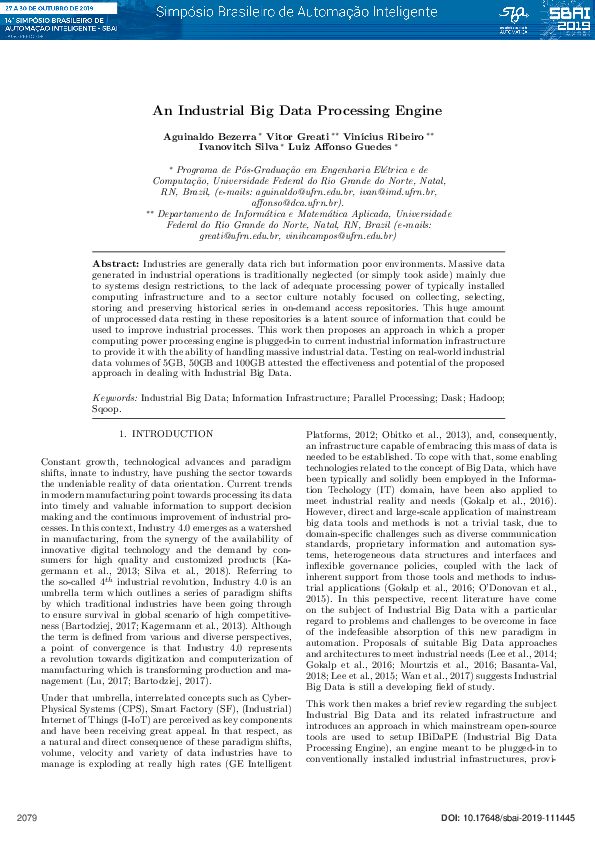 (PDF) An Industrial Big Data Processing Engine