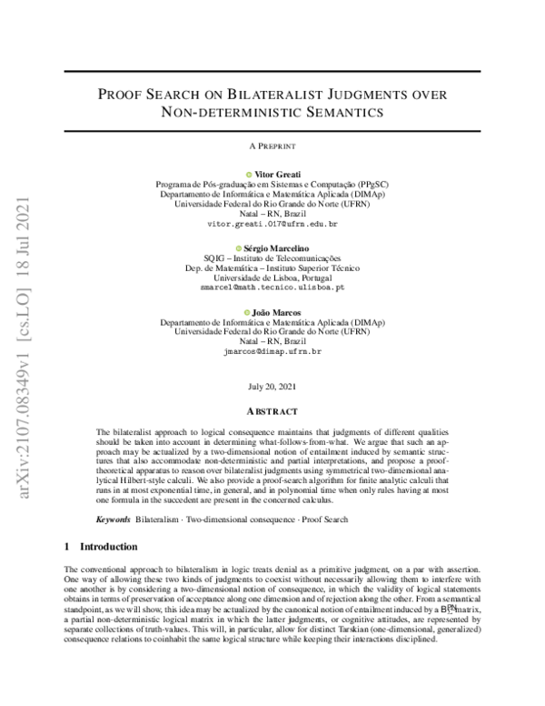 (PDF) Proof Search on Bilateralist Judgments over Non-deterministic Semantics