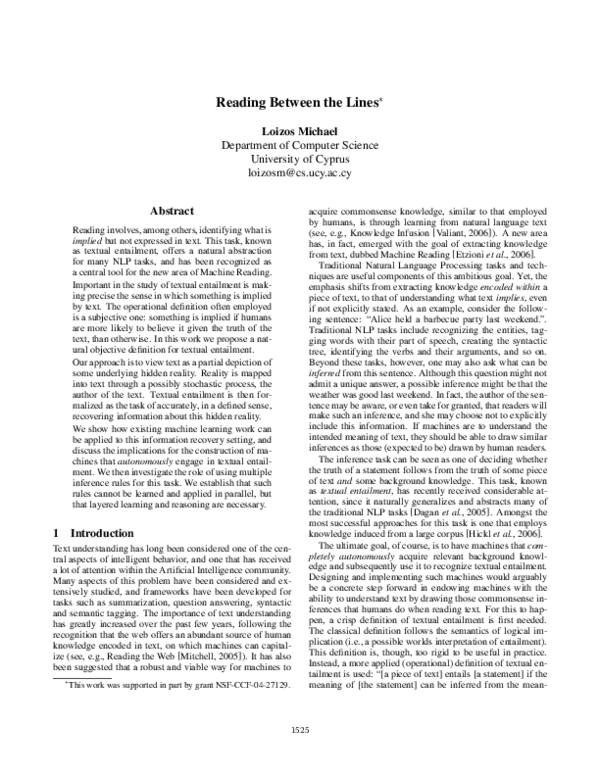 (PDF) Reading between the Lines