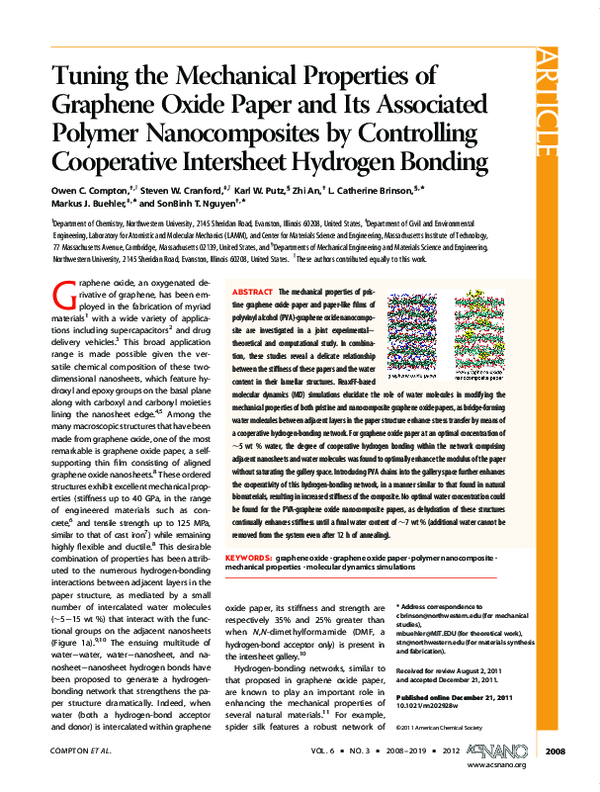 (PDF) Tuning the Mechanical Properties of Graphene Oxide Paper and Its Associated Polymer ...