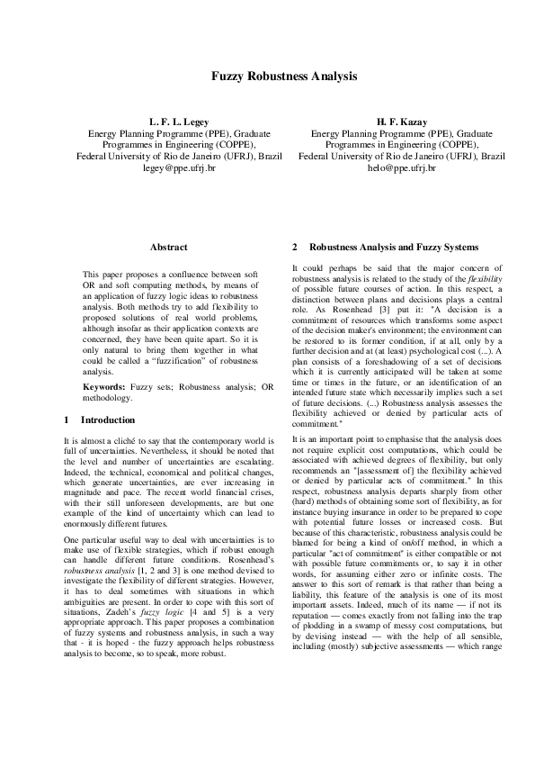 (PDF) Fuzzy robustness analysis