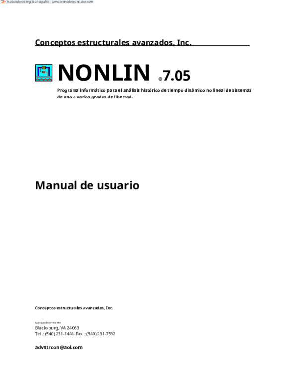 (PDF) Manual de Usuario en Español NonLin 8.00