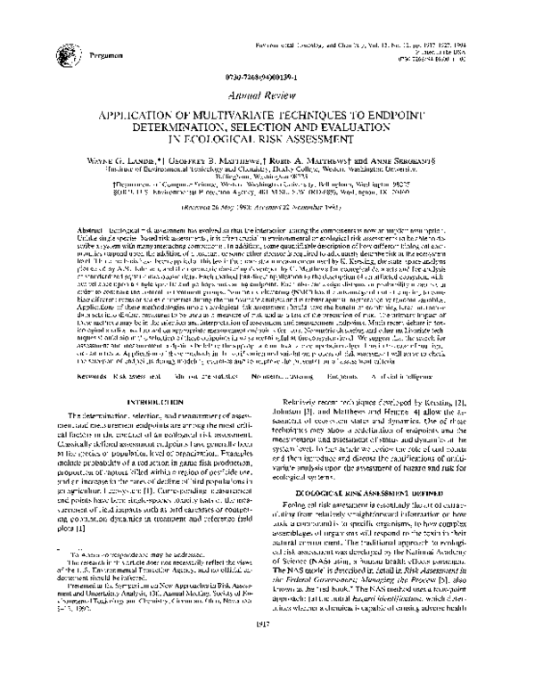 Pdf Application Of Multivariate Techniques To Endpoint Determination Selection And Evaluation