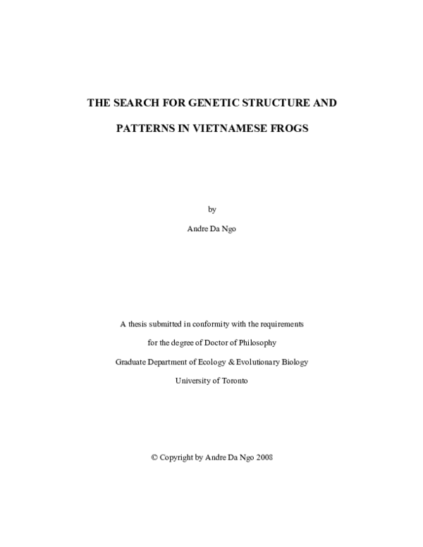 (PDF) The Search for Genetic Structure and Patterns in Vietnamese Frogs