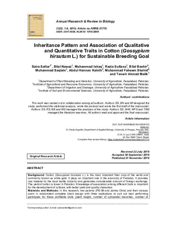 Pdf Inheritance Pattern And Association Of Qualitative And