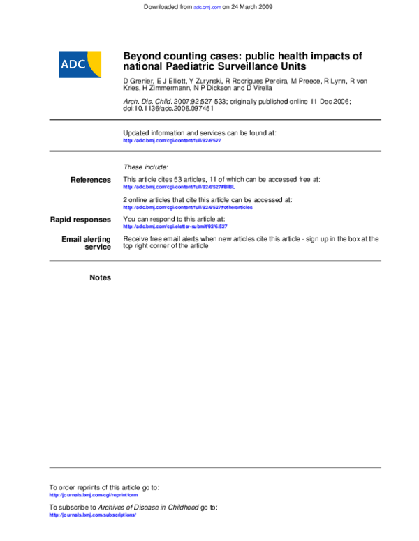 (PDF) Beyond Counting Numbers – Public Health Impact of Studies Conducted through National ...