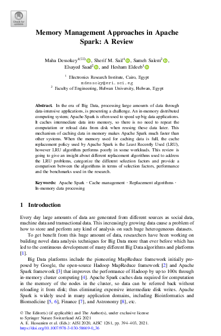 (PDF) Memory Management Approaches in Apache Spark: A Review