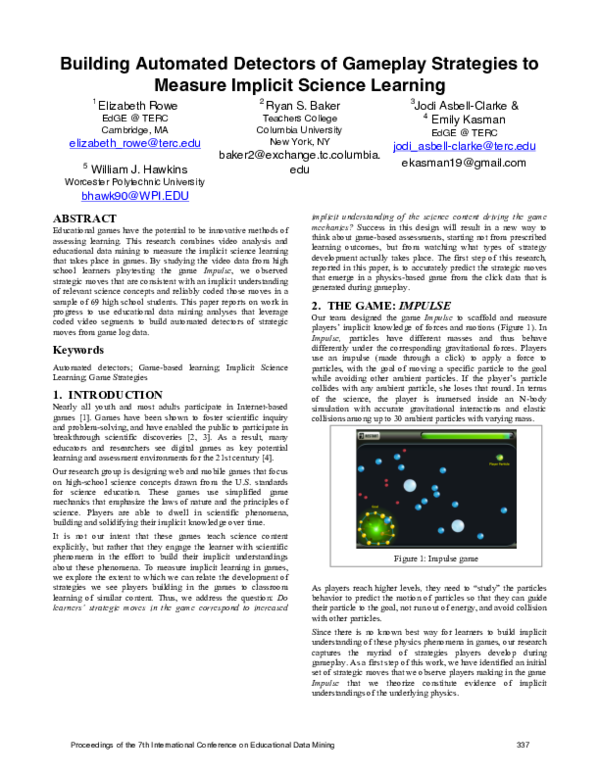 (PDF) Building Automated Detectors of Gameplay Strategies to Measure ...
