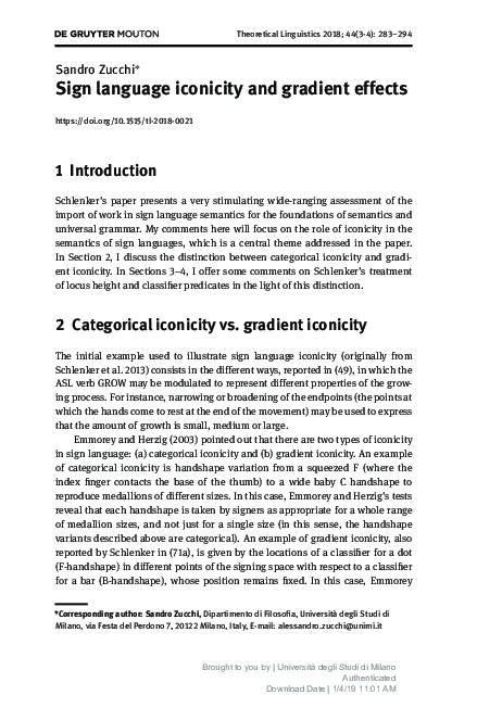 (PDF) Sign language iconicity and gradient effects