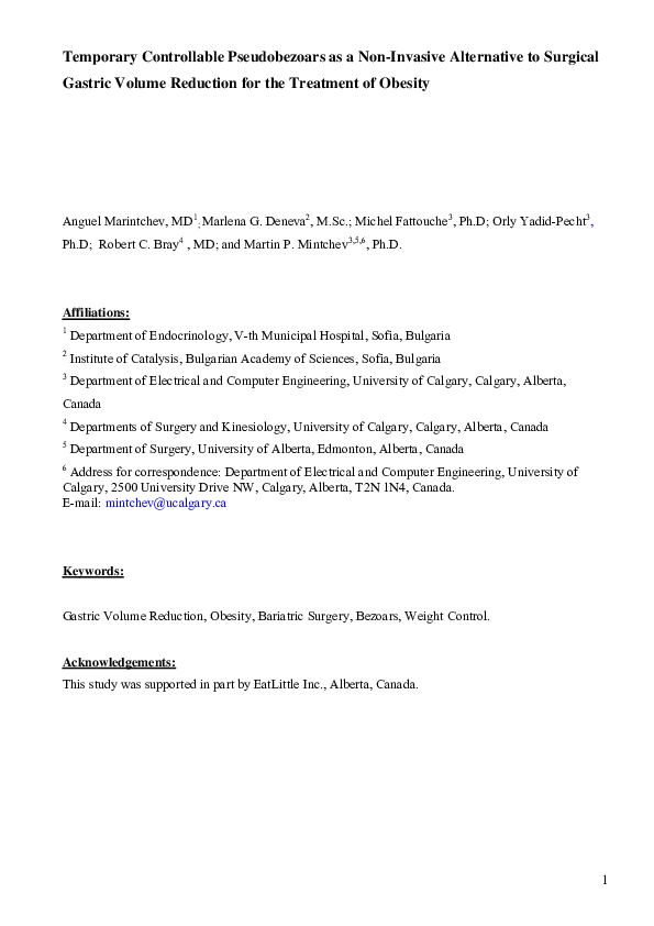 (PDF) Temporary Controllable Pseudobezoars as a Non-Invasive ...