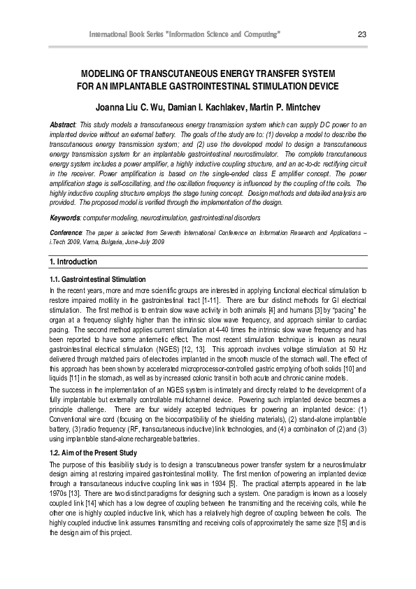 (PDF) Modeling of Transcutaneous Energy Transfer System for an ...