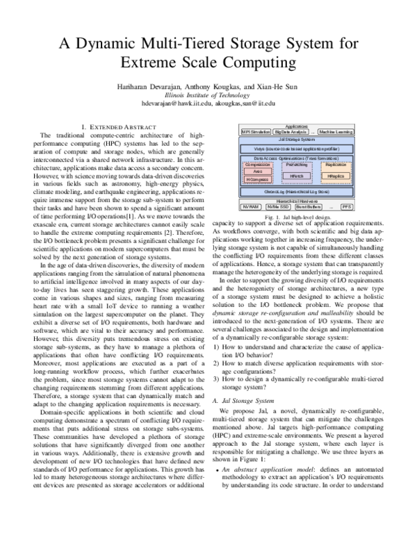 (PDF) A Dynamic Multi-Tiered Storage System for Extreme Scale Computing