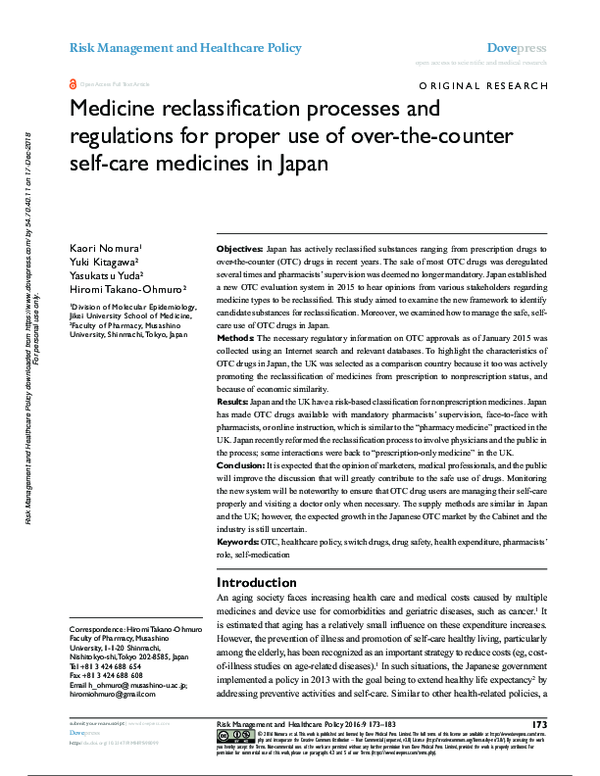 (PDF) Medicine reclassification processes and regulations for proper use of over-the-counter ...