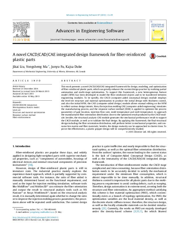(PDF) A novel CACD/CAD/CAE integrated design framework for fiber ...