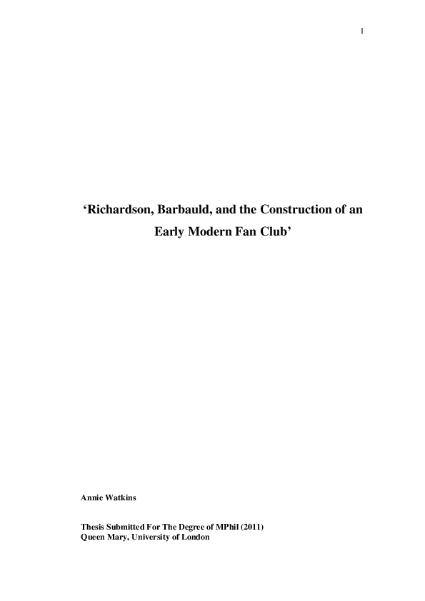 (PDF) Richardson, Barbauld, and the construction of an early modern fan ...