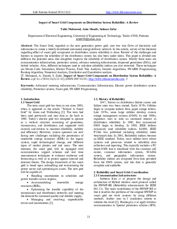 (PDF) Impact of Smart Grid Components on Distribution System ...